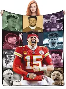 Amazon.com: Mahomes Throw Blanket American Football Star Blanket Sports ...