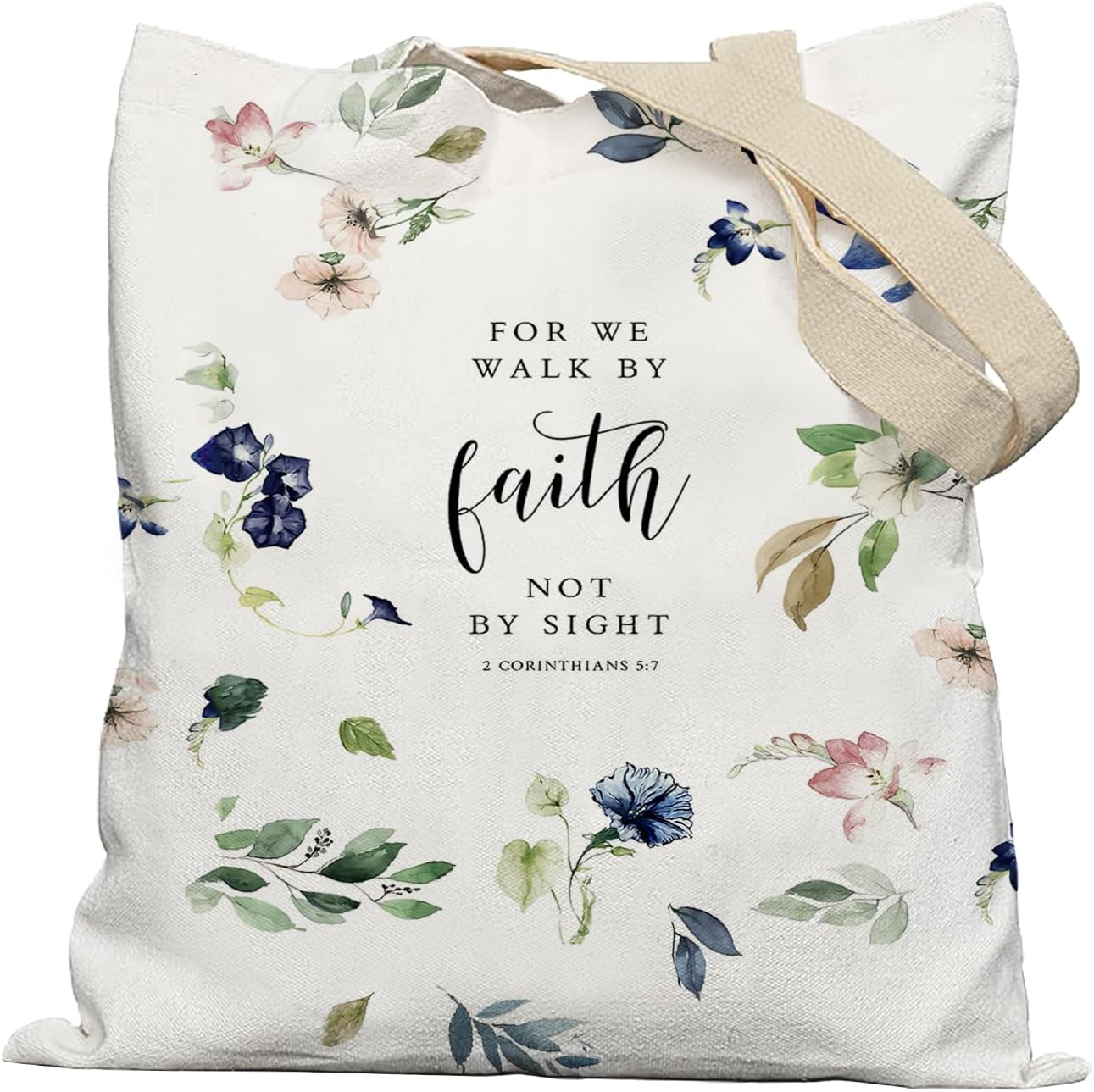 Amazon.com: Lacosu Christian Tote Bag, Walk by Faith Christian Canvas ...