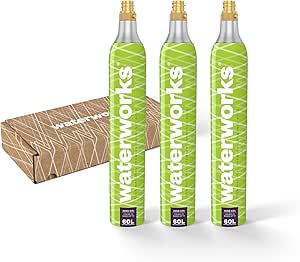 waterworks Green 3 x CO2 cylinders, suitable for SodaStream, Grohe Blue ...