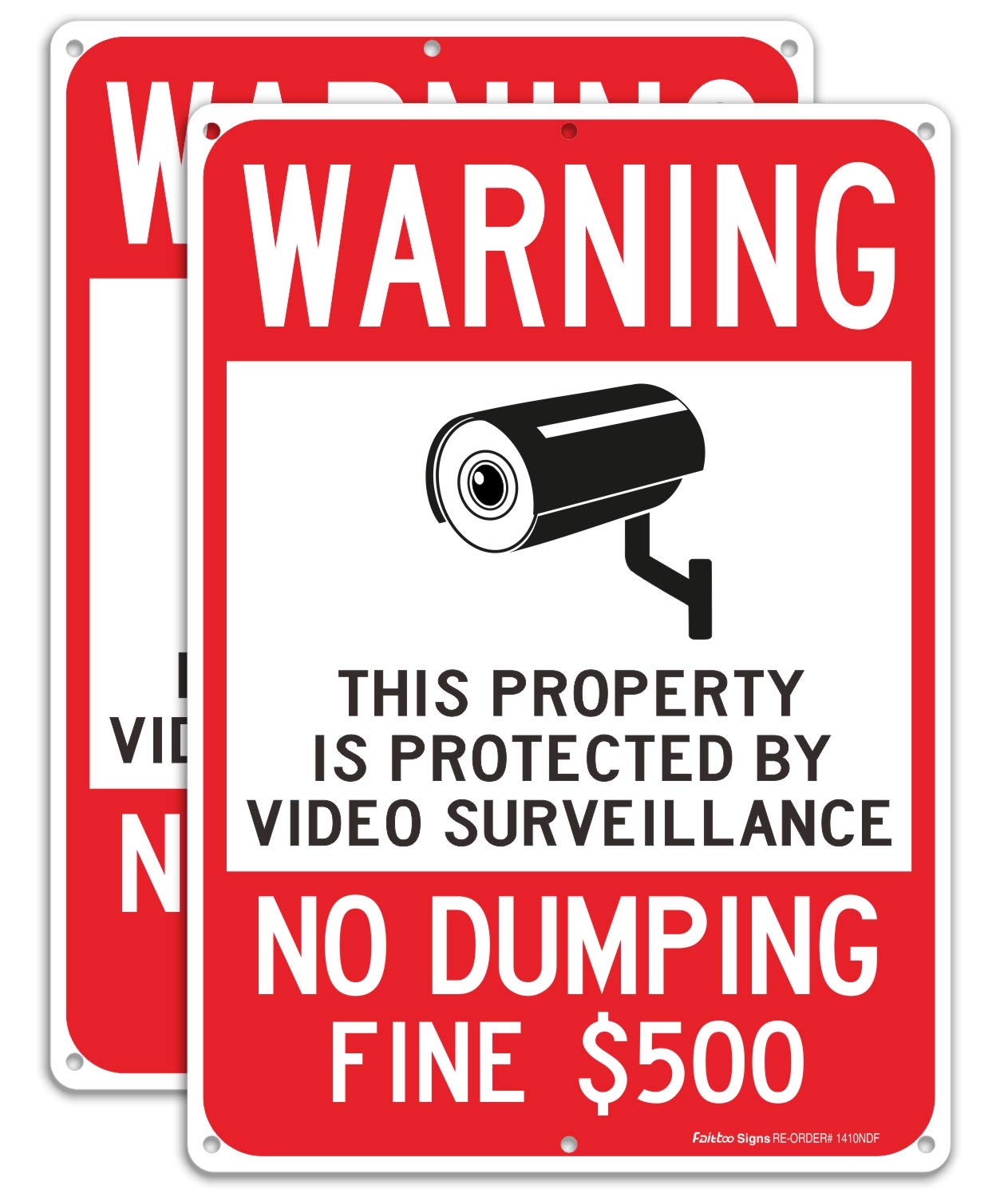 Warning No Dumping Fine $500 Sign, This Property Is Protected By Video ...