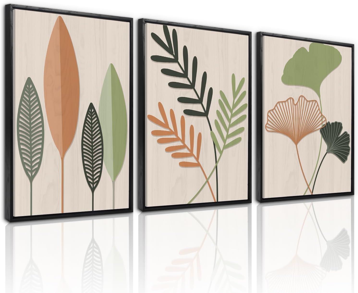 Amazon.com: LHIUEM Framed Botanical Wall Art Leaf Art Pieces Zen Canvas ...