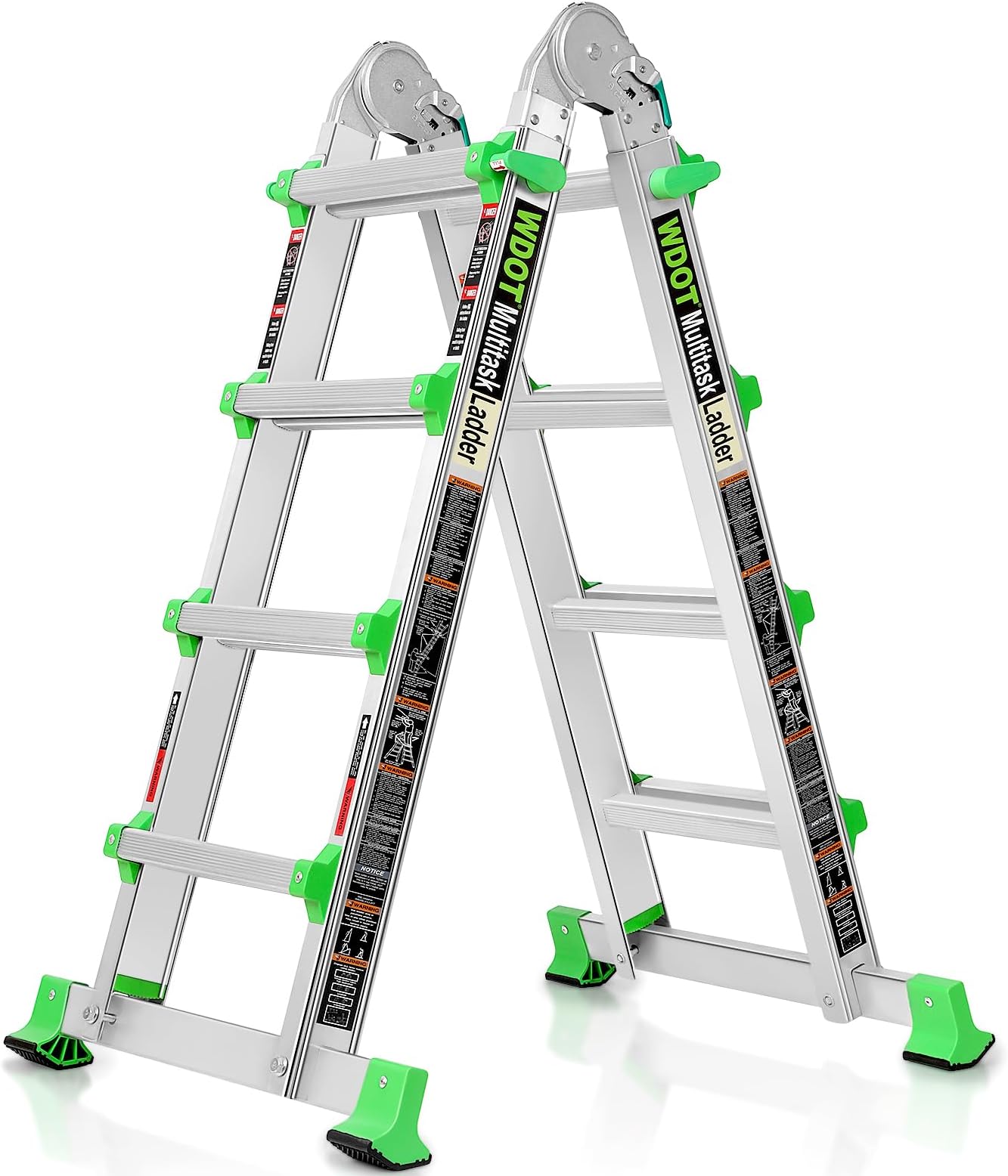 STEALTH Folding Ladder, 13 ft Aluminum Extension Ladder, 300 lbs Load ...