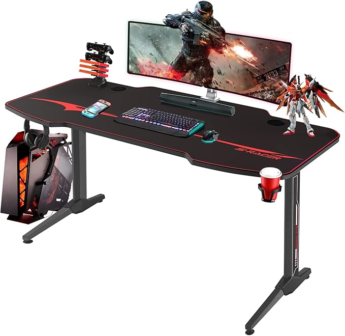 Devoko Gaming dator skrivbord T-format gamerbord för PC datorbord med ...