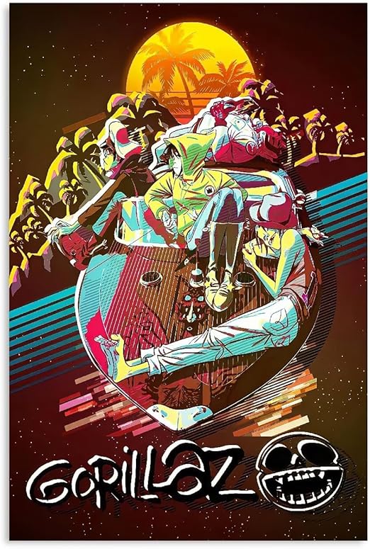 Amazon.com: ZCGYYDS Gorillaz Band Poster 12x18Inches Unframed Canvas Wall Art Room Aesthetic ...