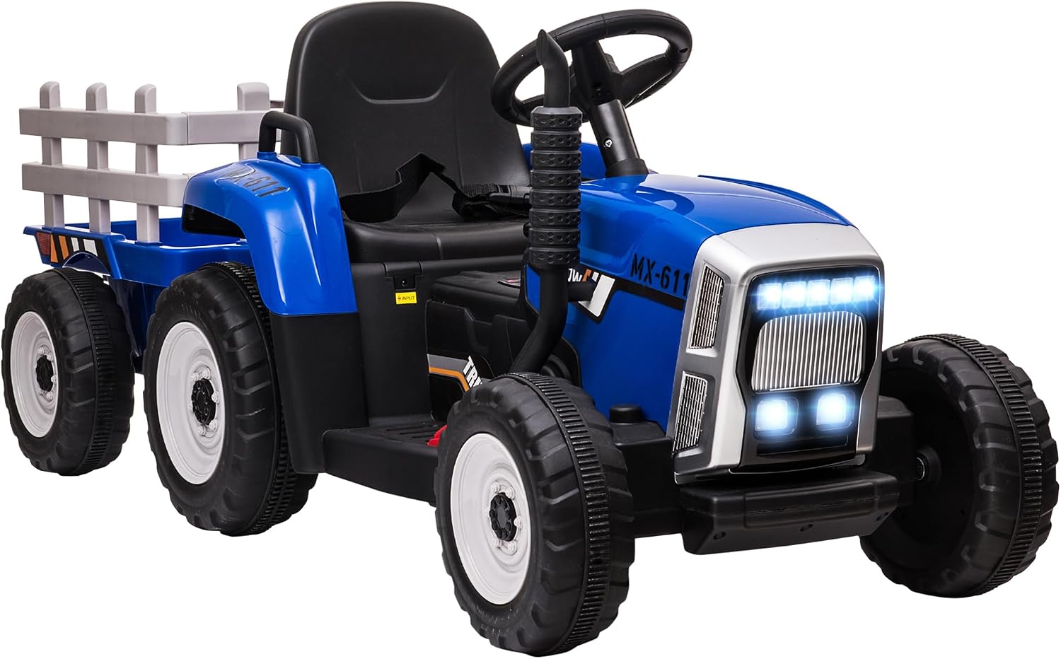 HOMCOM Electric Ride on Tractor 12V Kids Electric Car with Detachable ...