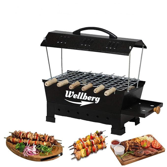 Wellberg Electric & Charcoal Barbeque 8 Skewers Multi Purpose,Iron ...