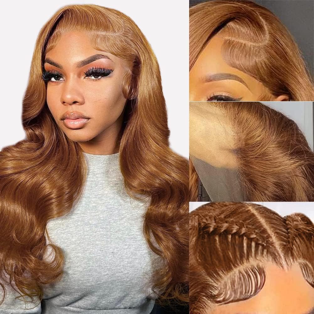 Amazon.com: XNJ Light Brown Body Wave Lace Front Wigs Human Hair 13X4 ...