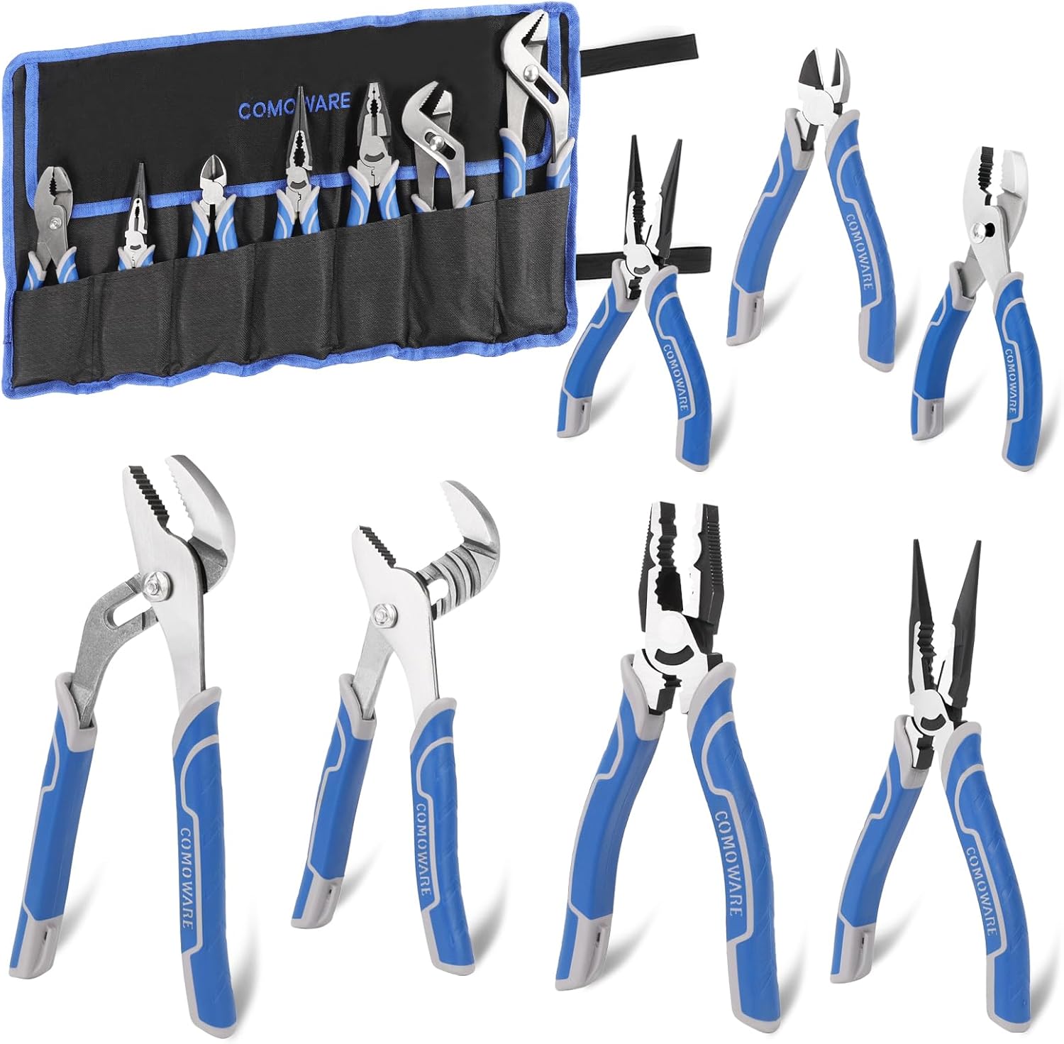 COMOWARE 7Pcs Pliers Tool Set, Mechanic Pliers with Rolling Pouch ...