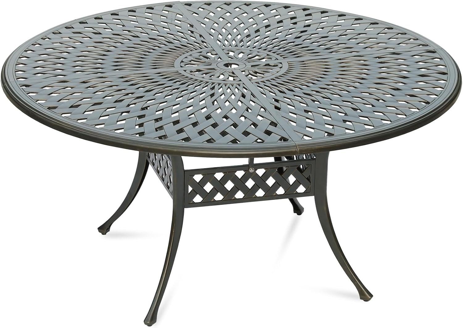 Amazon.com: MEETWARM Outdoor 61" Round Patio Dining Table, All Weather ...