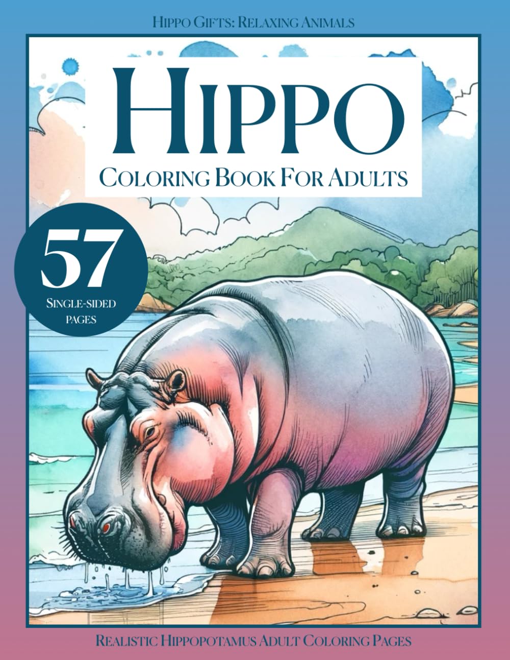 Amazon.com: Hippo Coloring Book for Adults, Hippo Gifts: Relaxing ...