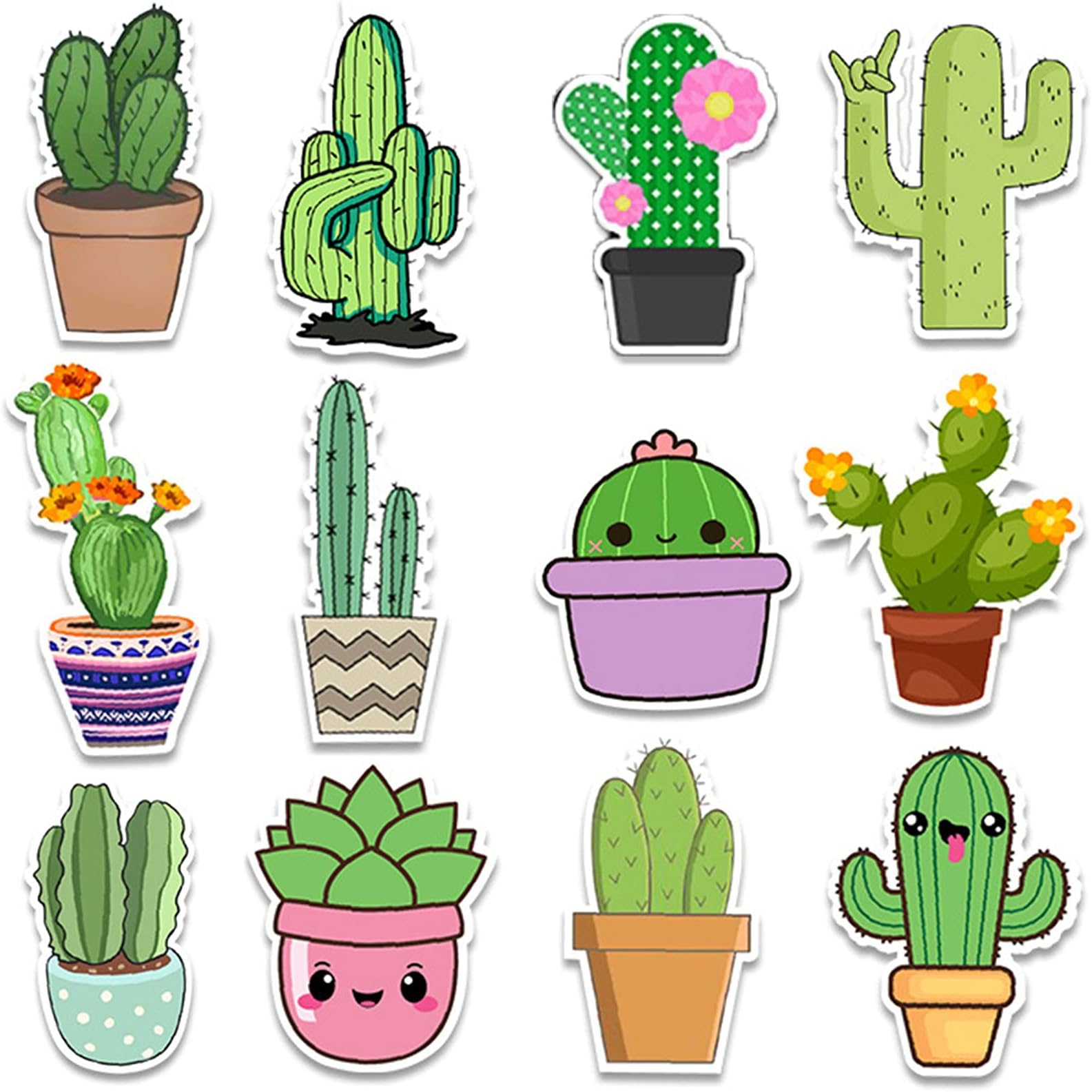 Amazon.com: Watercolor Cute Blooming Cactus - 3" Vinyl Sticker - for ...