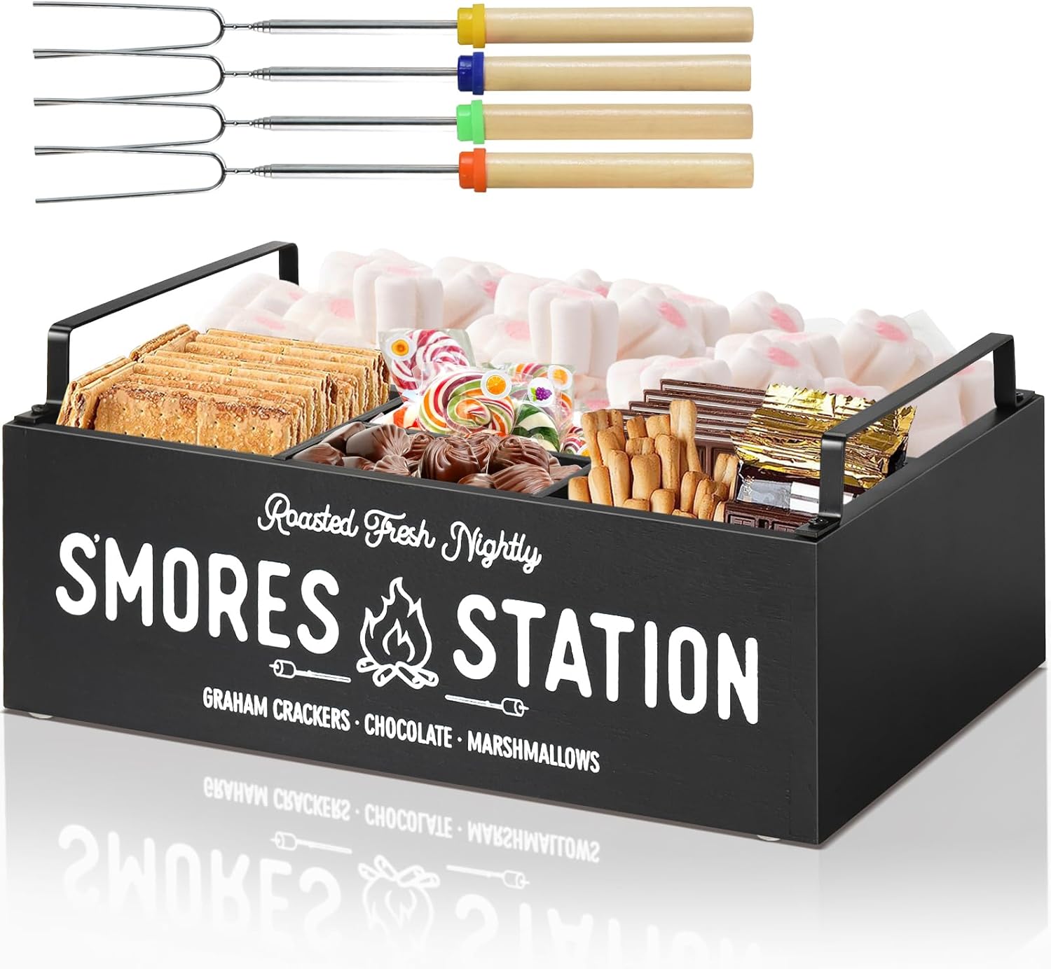 Amazon.com: ugiftt Brown Farmhouse Smores Serving Tray for Kitchen ...