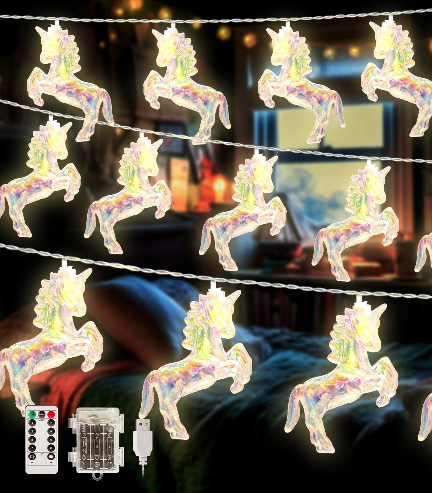 Amazon.com: AceList 20 Led Unicorn String Lights, 10Ft Unicorn Birthday ...