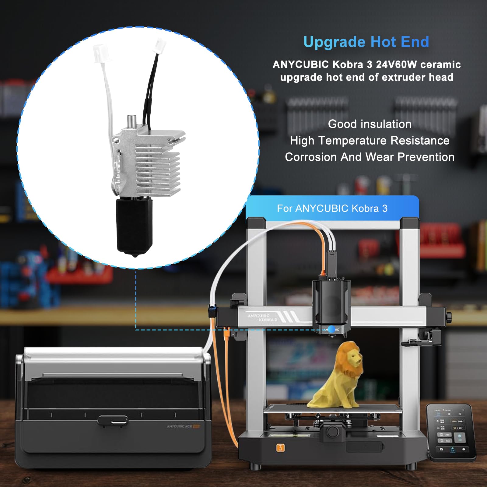 Snapklik.com : Ceramic Upgrade Kobra 3 Hotend Hot End Assembled ...
