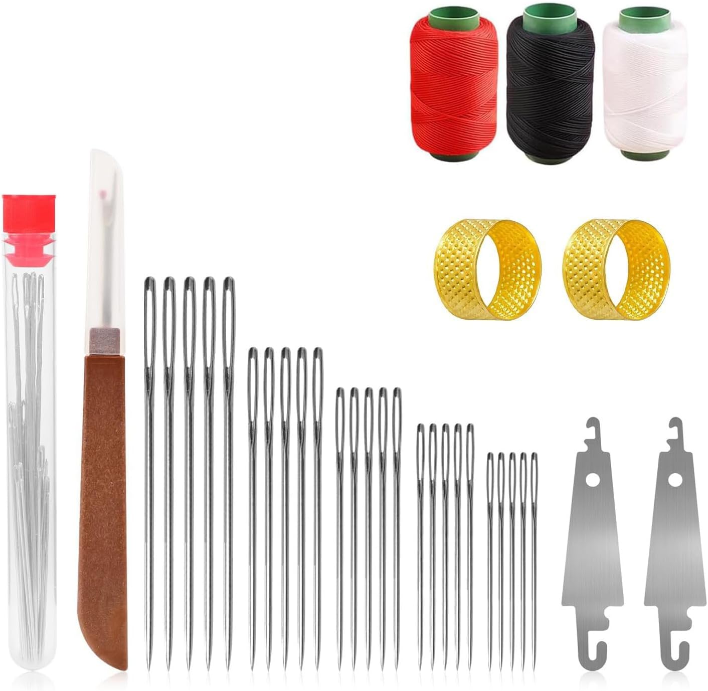 Amazon.com: Big Eye Steel Sewing Needles Kit, 37PCS Stainless Steel ...