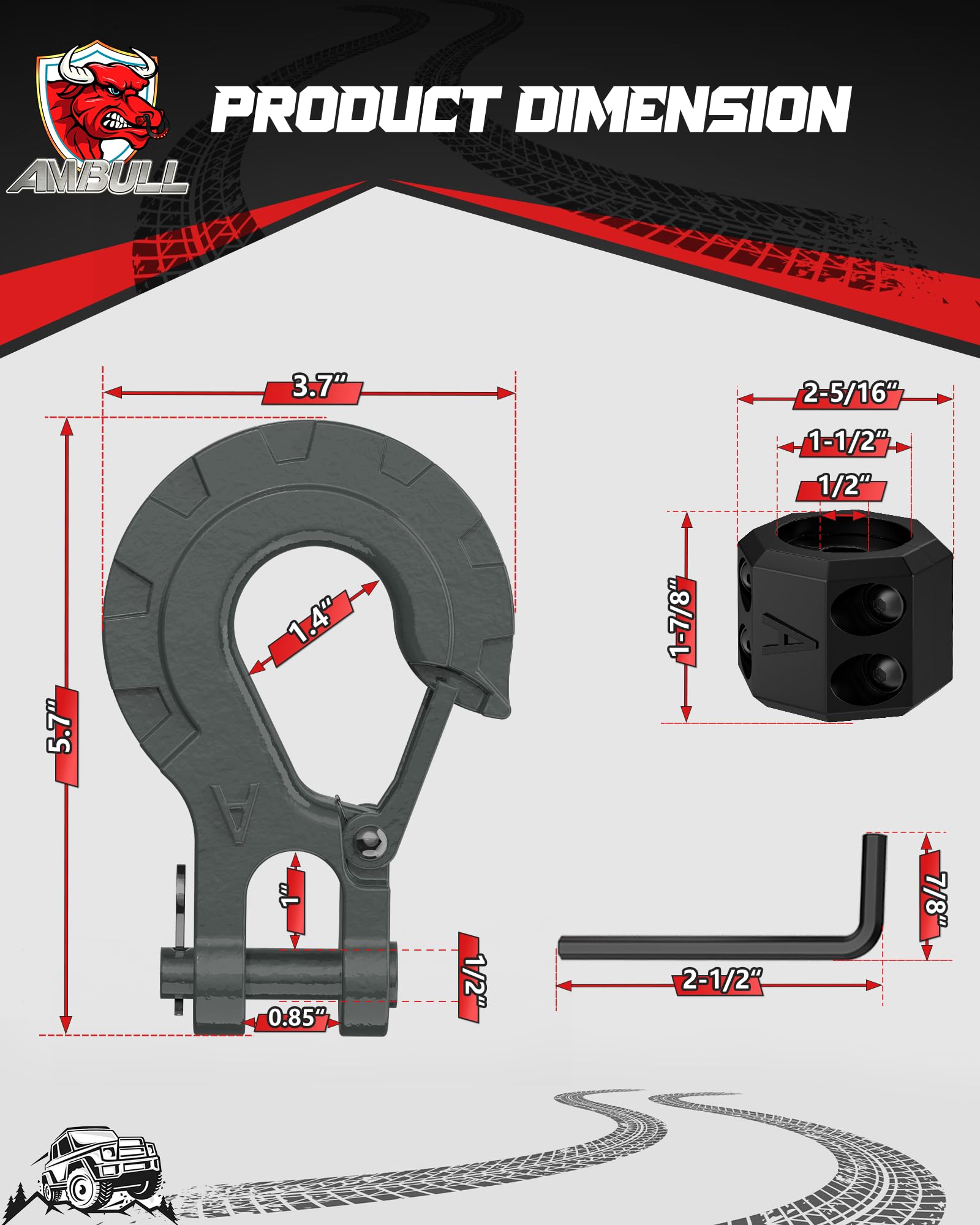 Snapklik.com : AMBULL 3/8" Winch Hook & Winch Cable Hook Stopper Sets ...