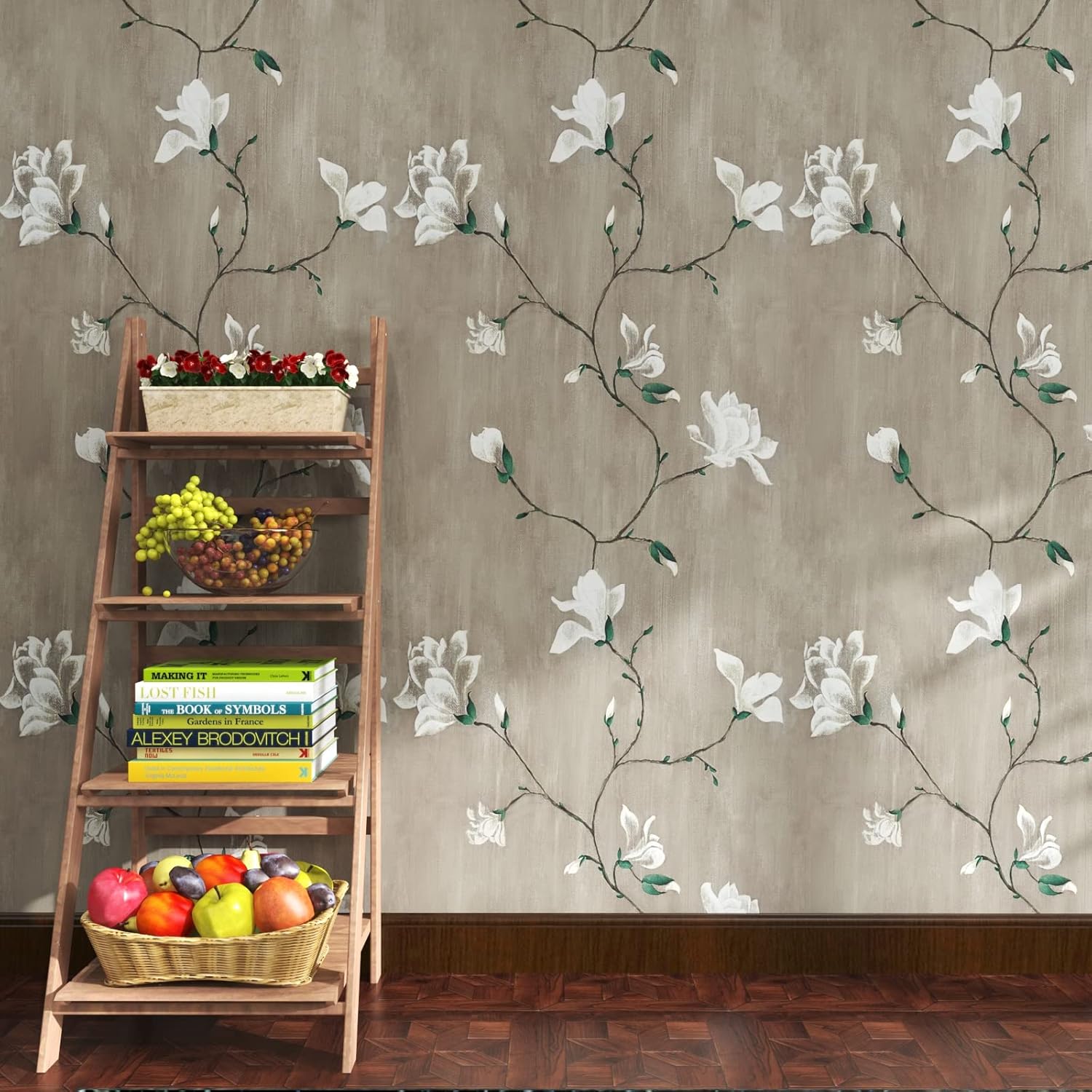 Laatse Floral Peel and Stick Wallpaper 17.5In x 393.7In Vintage Floral ...
