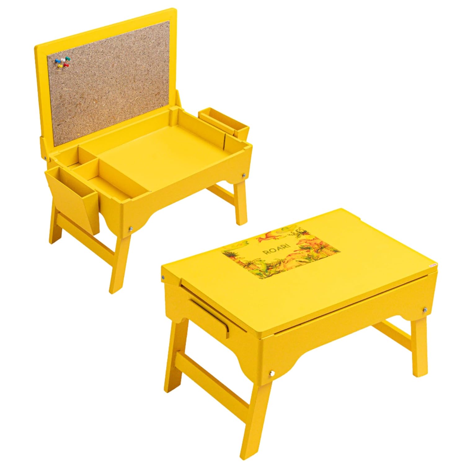 KIDOZ Wooden Foldable Kids Study Table for Students with Storage for ...