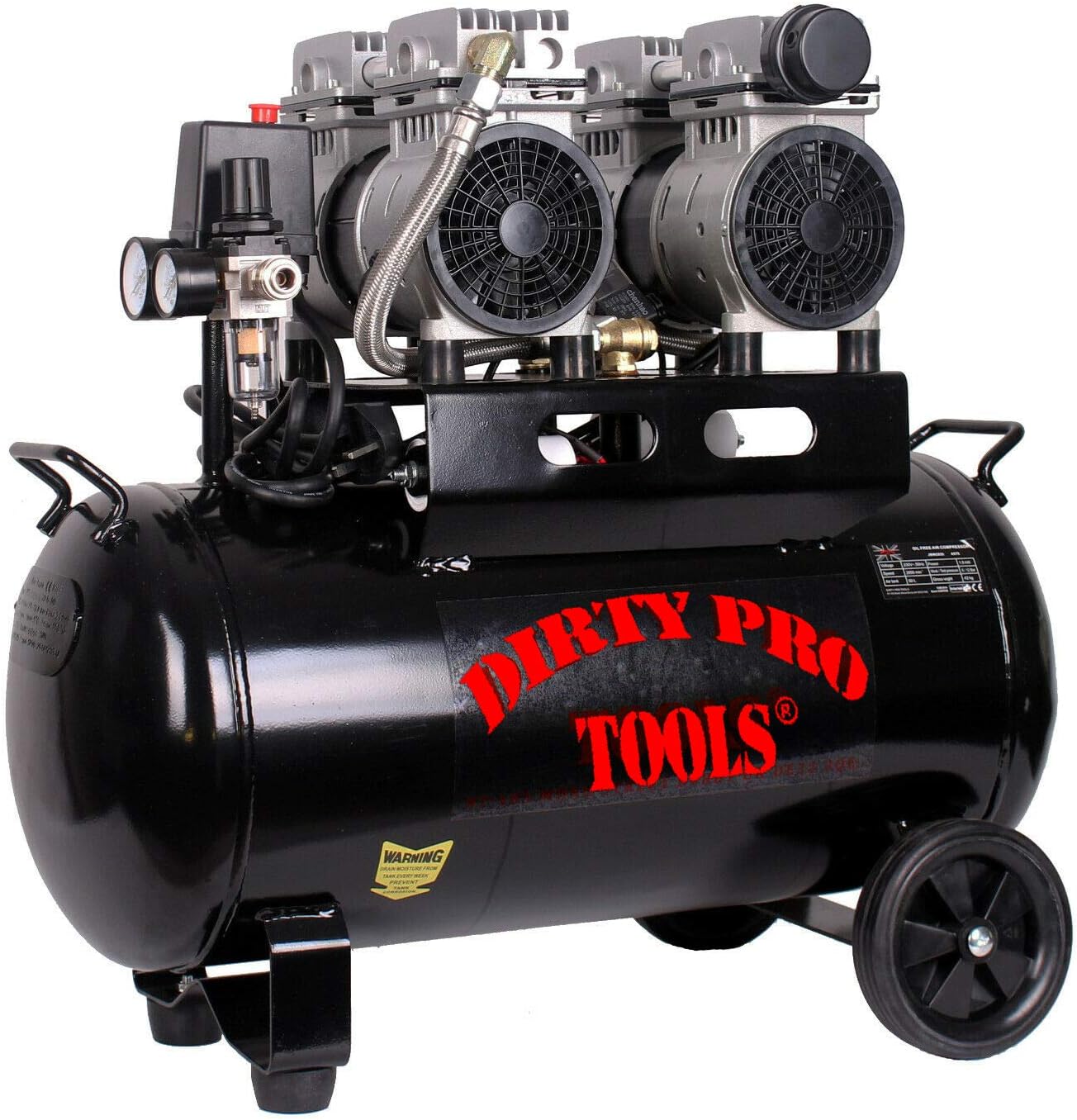 Air Compressor 100L litres 15.2 CFM Low Noise Oilless Silent Oil Free ...