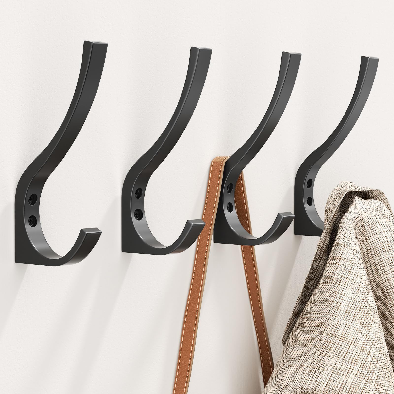 Amazon.com: 6 Pack Coat Hooks Wall Mount - Heavy Duty Hat Hangers ...