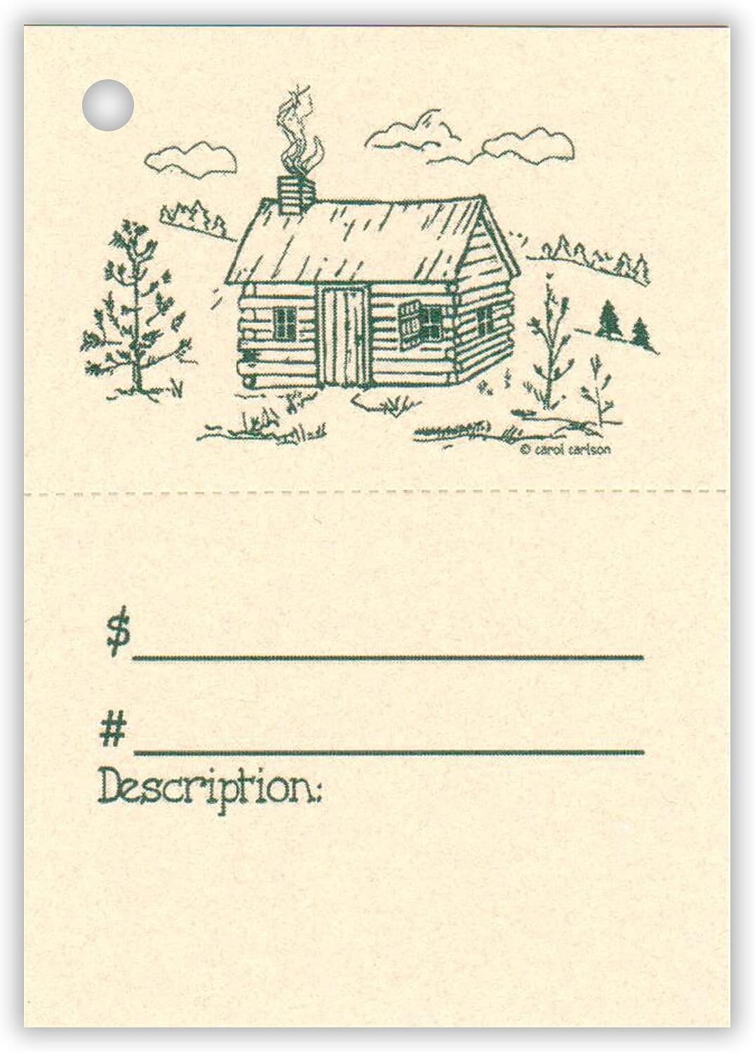 Amazon.com : 100 Craft Hang Tags 2-Part Log Cabin & 100 Cut Strings for ...