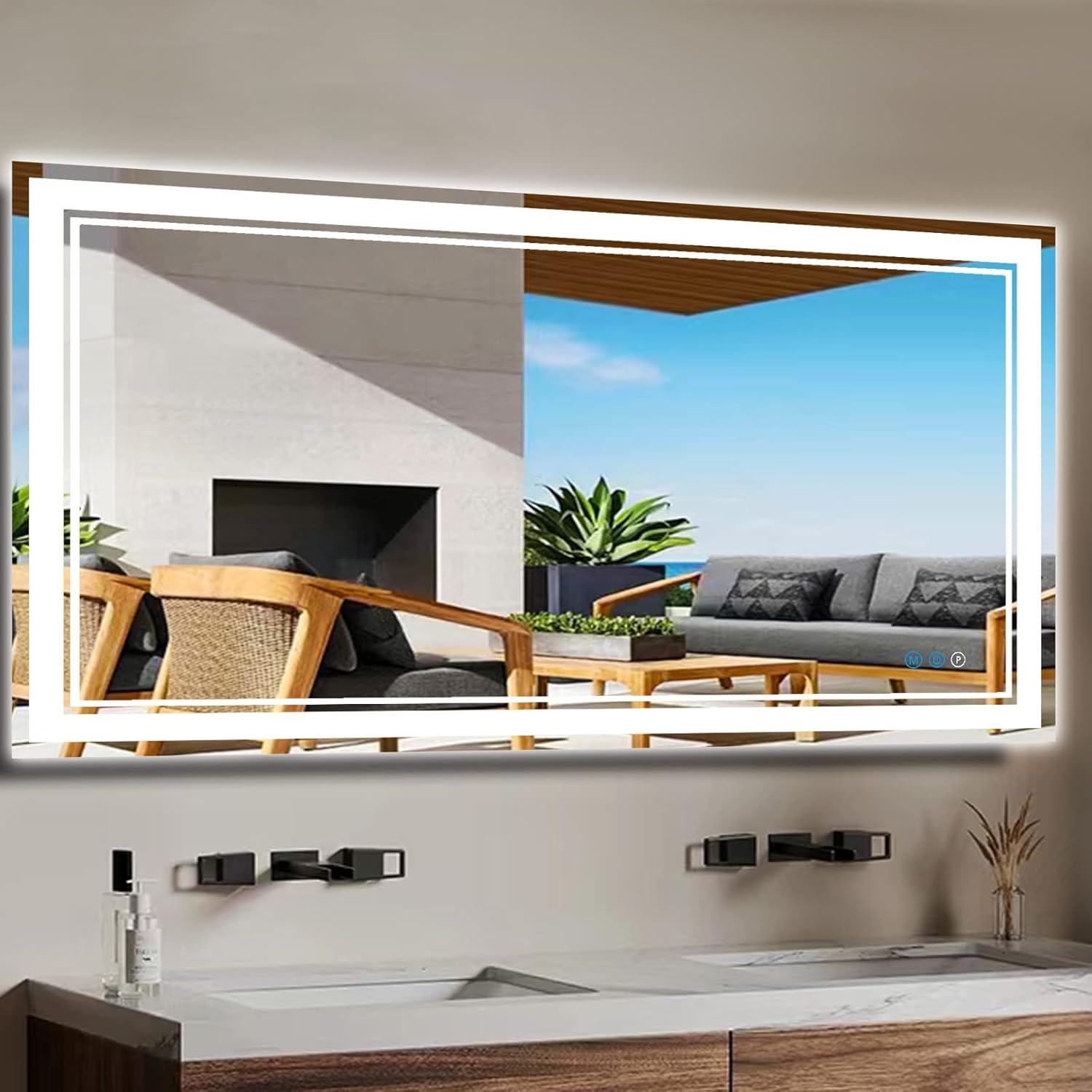 Amazon.com: ARUMMA 48 x 30 Inch Square LED Bathroom Mirror with Lights ...