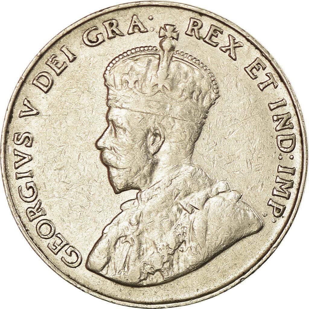 1922-1936 5 Cent Canadian Nickel Coin. Issued Under King George V, A ...