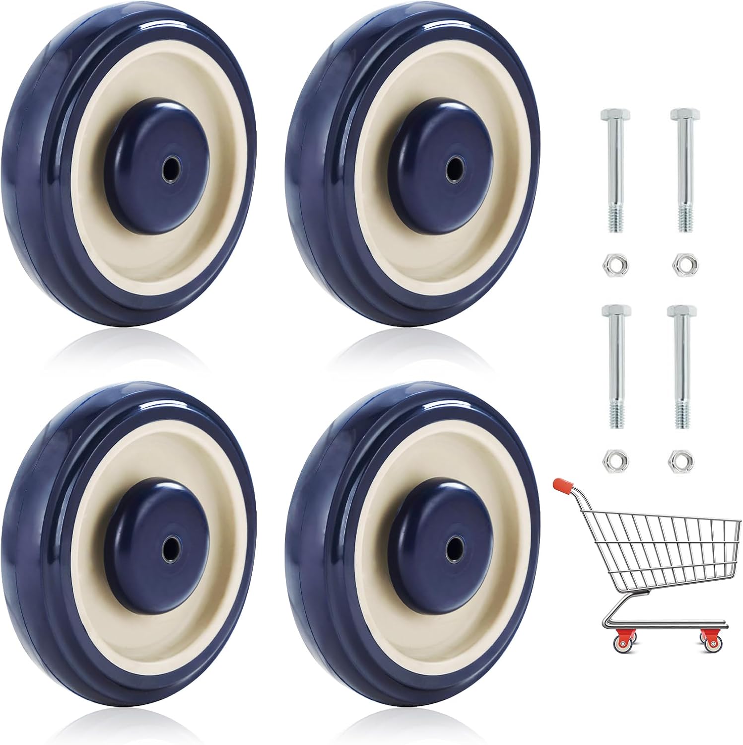 Amazon.com: NATGAI 4 Pack Shopping Cart Replacement Wheels Kit, 5 ...
