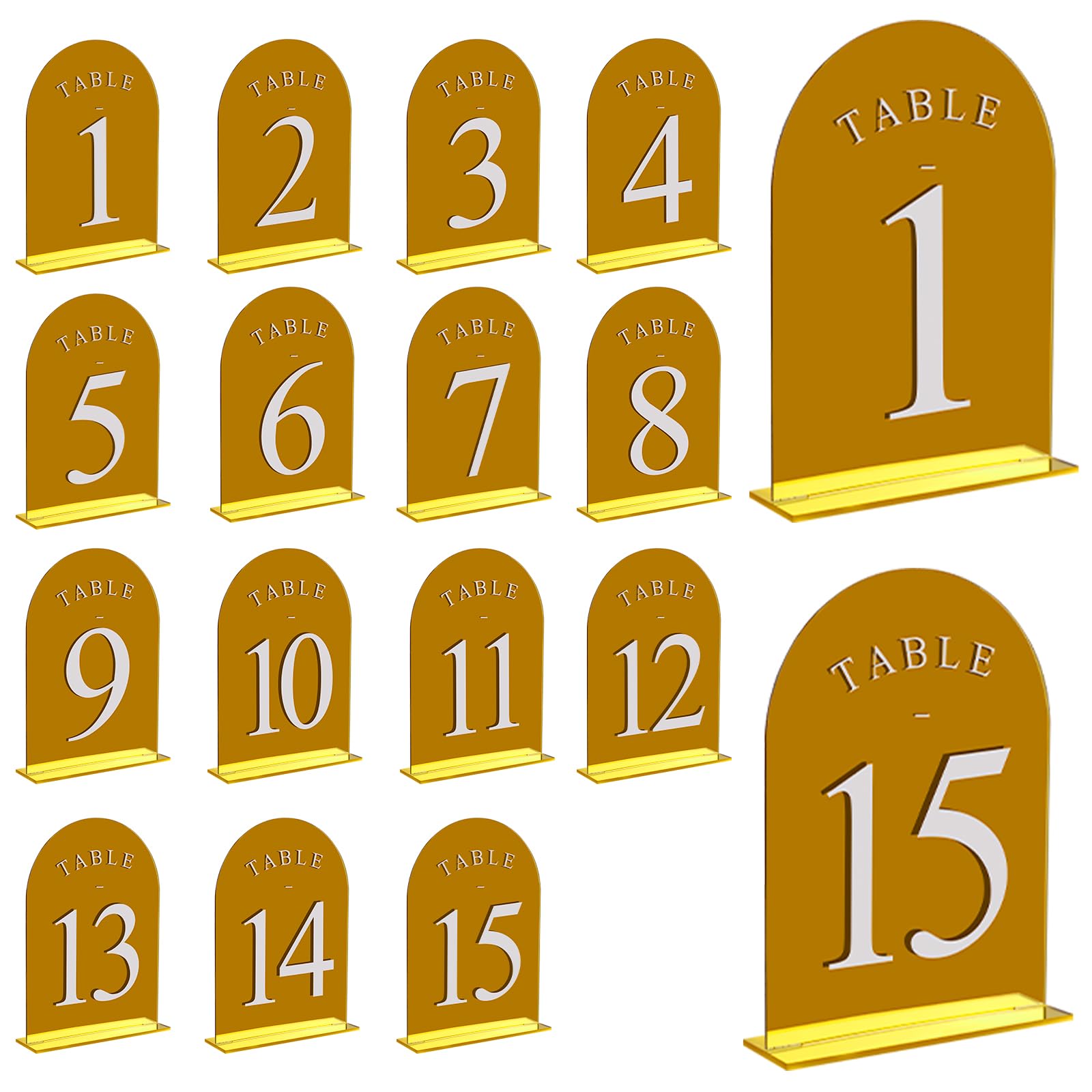 Amazon.com: 15pcs Mirrored Arch Wedding Table Numbers, Numbers 1-15 ...