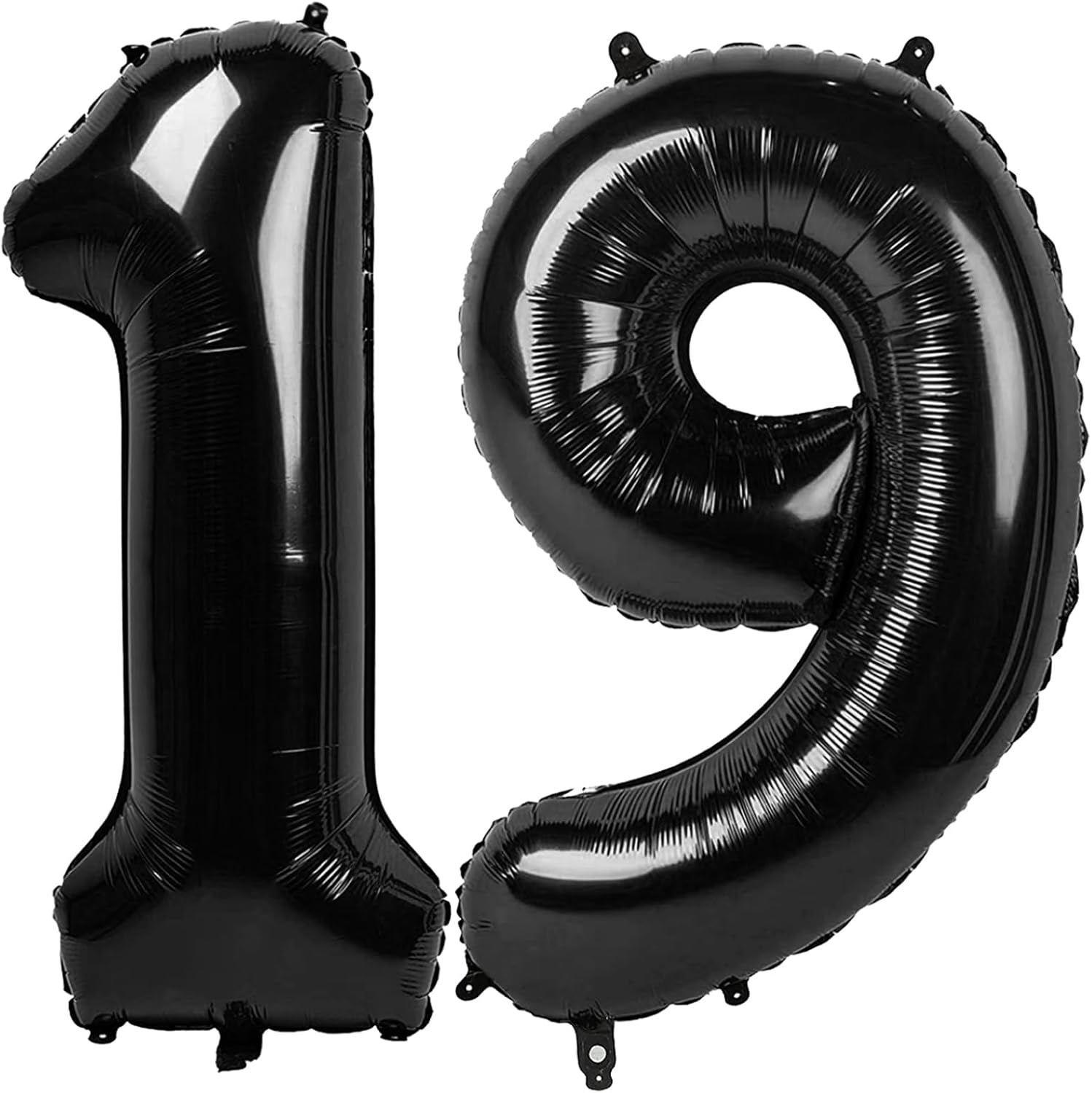 Amazon.com: Black Number 19 Balloon 40 inch, 19 Number Balloons, 19th Black Birthday Decorations ...