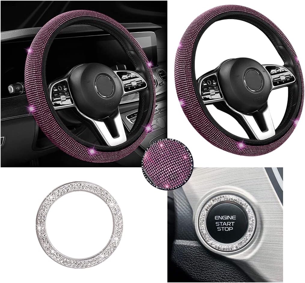 Amazon.com: Ziciner Bling Car Steering Wheel Cover, Crystal Glitter ...