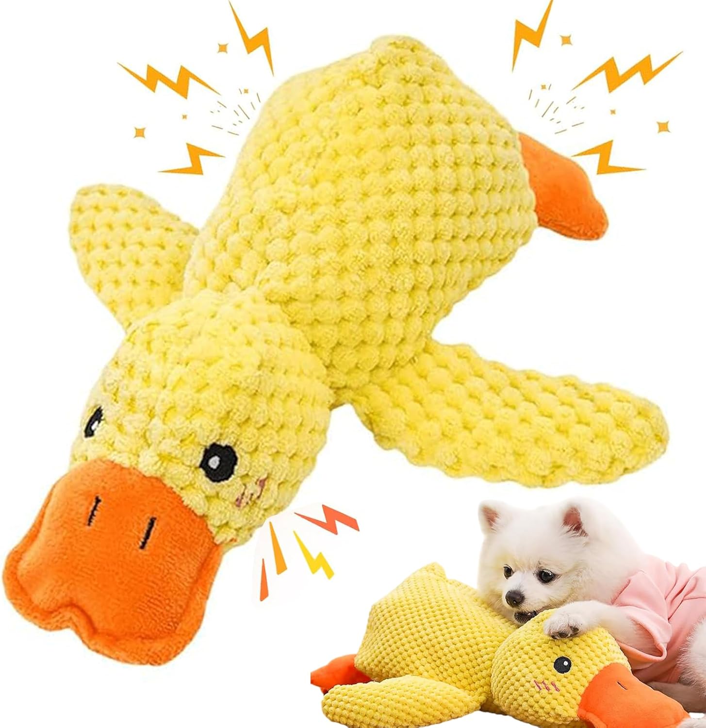 BananaHome Mellow Dog Calming Duck,Yellow Duck Dog Toy, Dog Squeaky ...