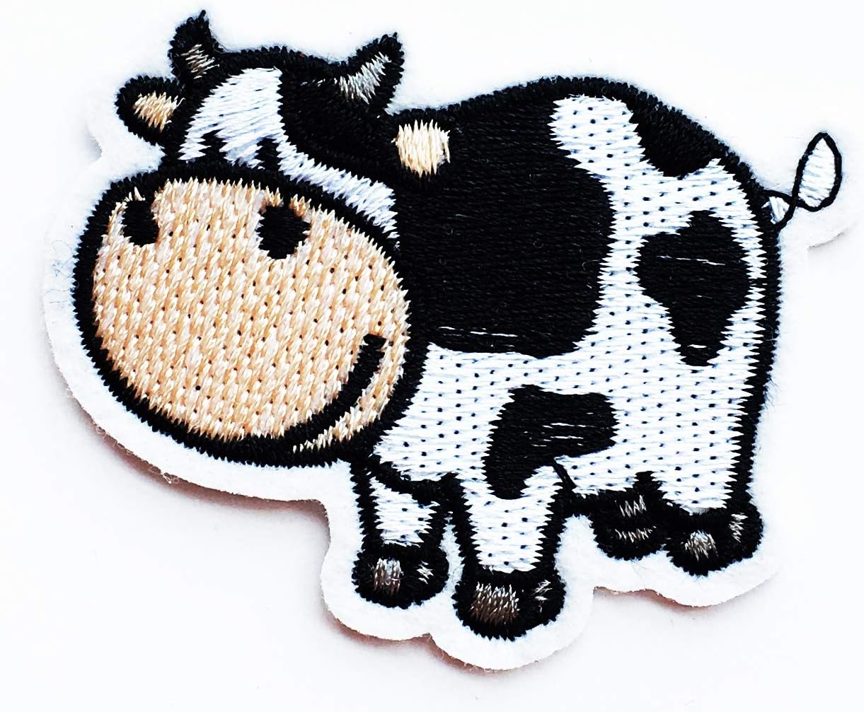 Amazon.com: Cow Patch Milk Farm Animal Kids Cartoon Iron on Patch ...
