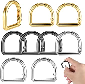 Amazon.com: COMNICO D Ring Spring Key Hooks, 9Pcs Keyring Clip Buckles ...