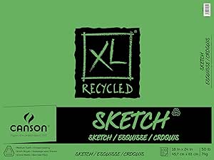 Amazon.com: Canson XL Recycled Sketch Pad, 18 x 24 Inches, 50 lb, 100 ...