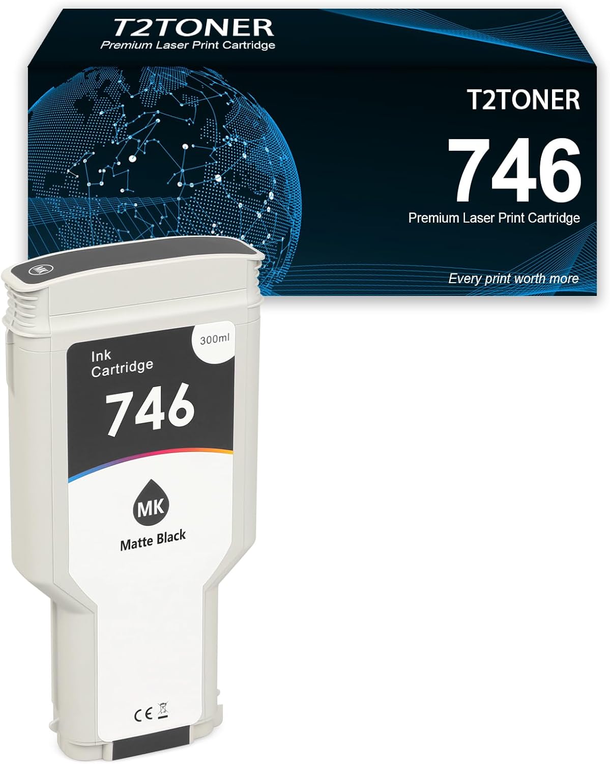 Amazon.com: T2TONER 746 Matte Black 300-ml Ink Cartridges(P2V83A ...