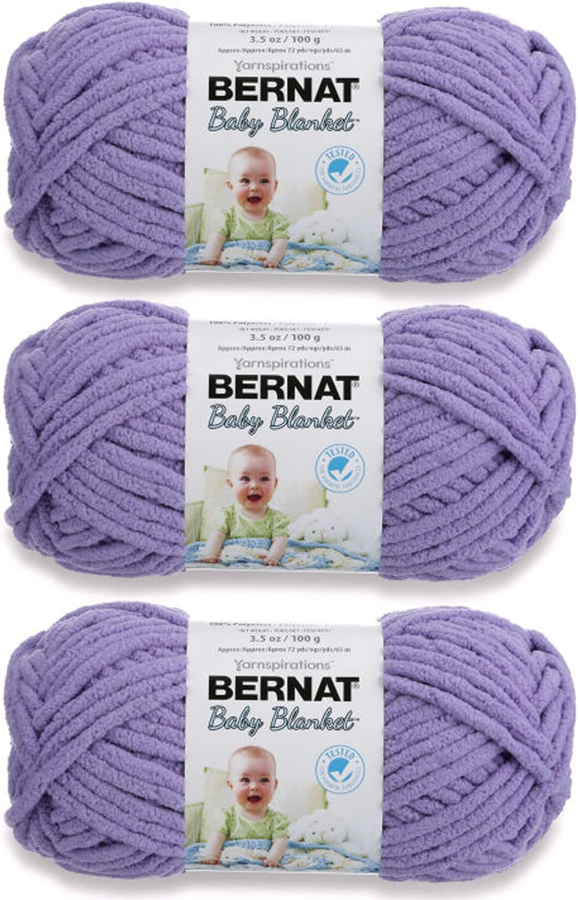 Amazon.com: Bernat Baby Blanket Lilac Yarn - 3 Pack of 100g/3.5oz ...