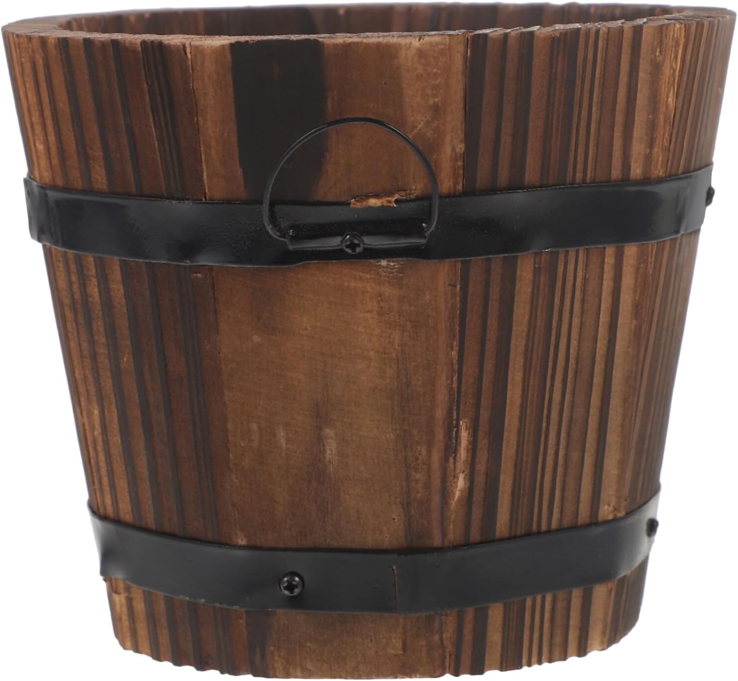 Amazon.com : Happyyami Wooden Barrel Planters, Rustic Flower Planters ...