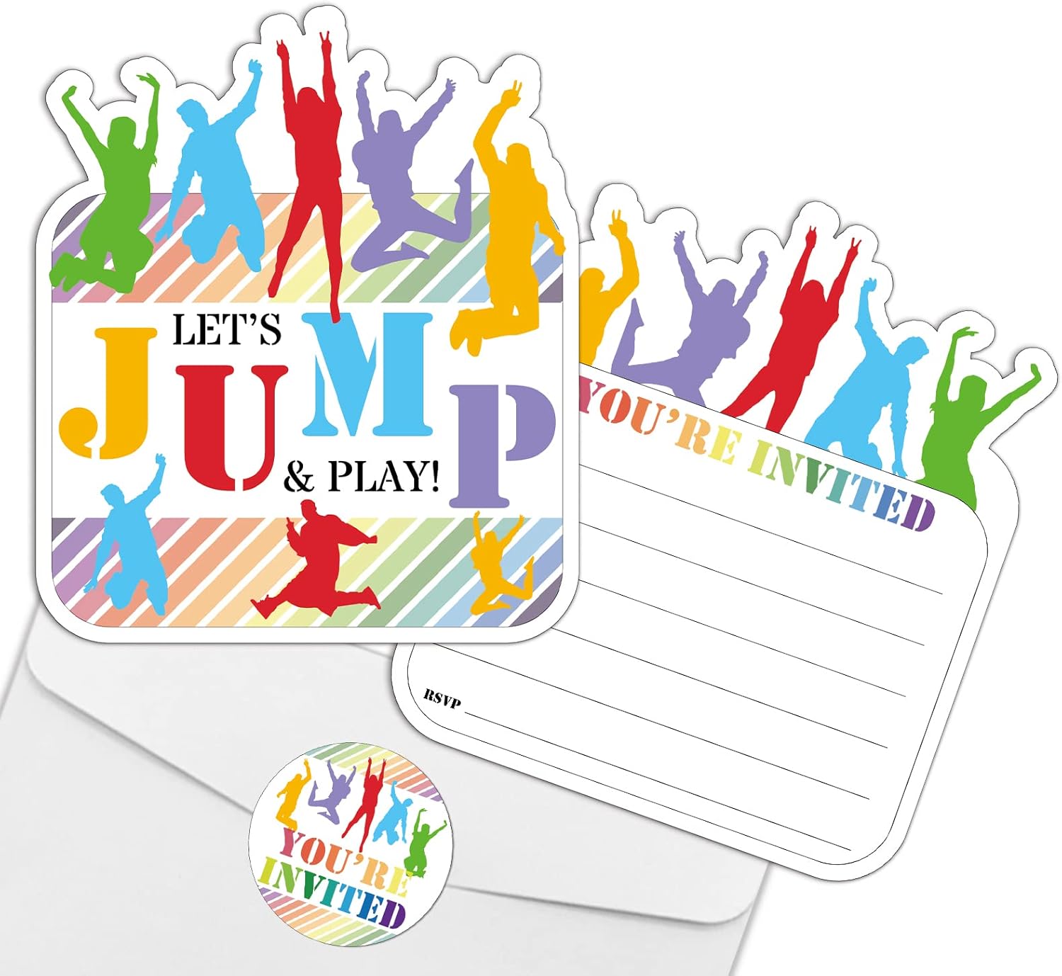 92REWIDPARTY Colorful Jumping Party Invitations with Envelopes ...