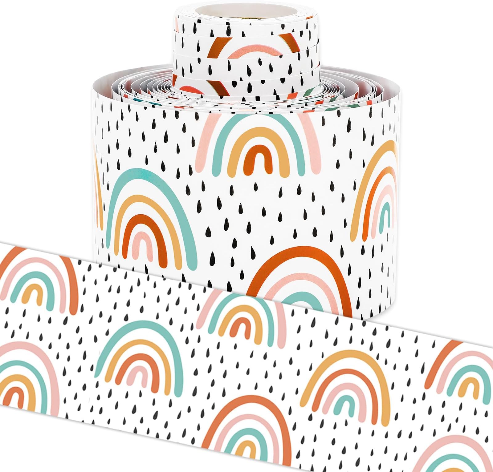 Amazon.com: durony 65.6 Feet Rainbow Bulletin Board Border Boho Border ...