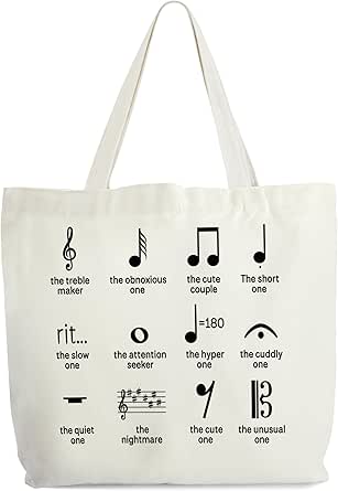 Amazon.com: Music Tote for Women, Canvas Bag With Notes, Teacher ...
