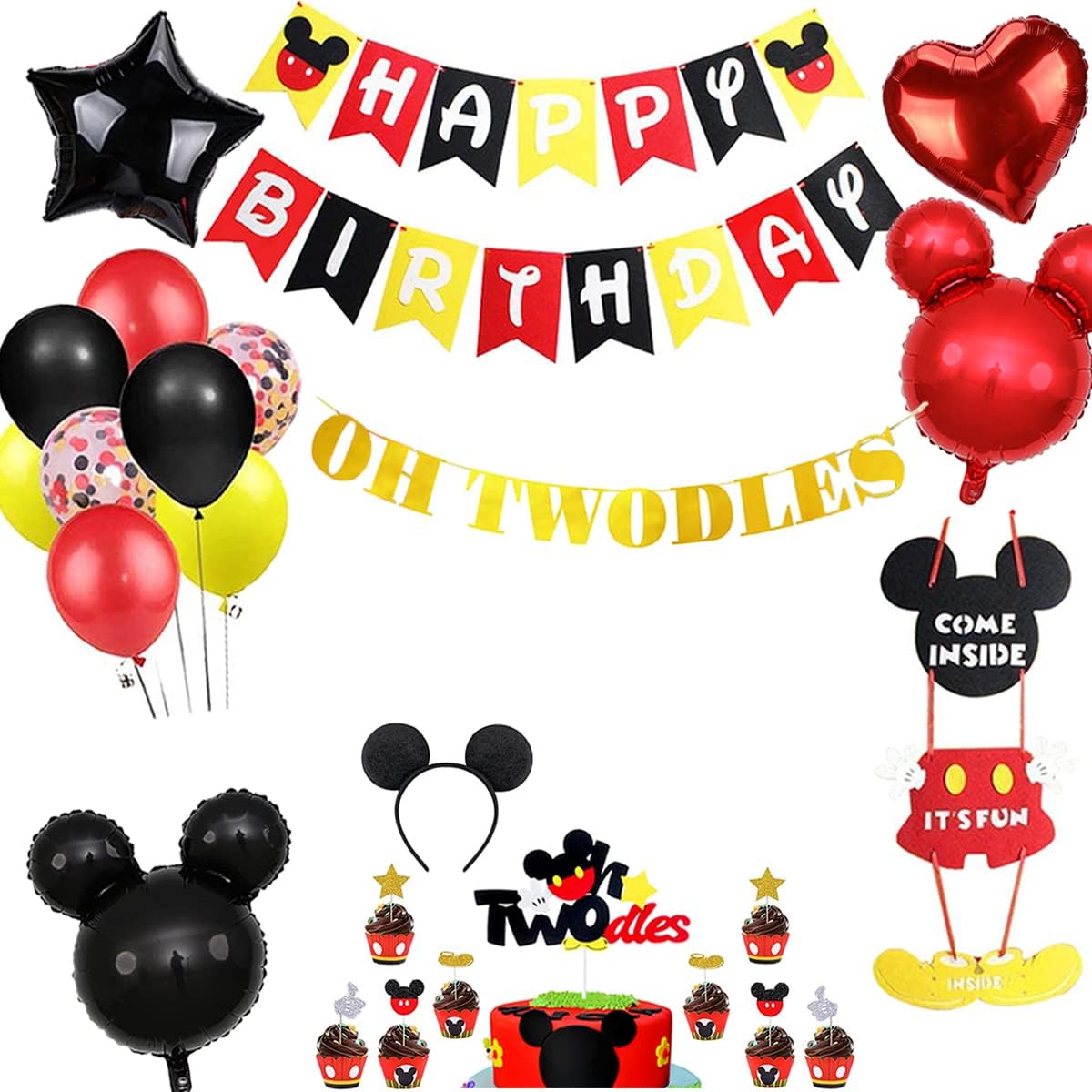 Amazon.com: Oh Twodles Party Decorations, Mouse Themed 2nd Birthday ...