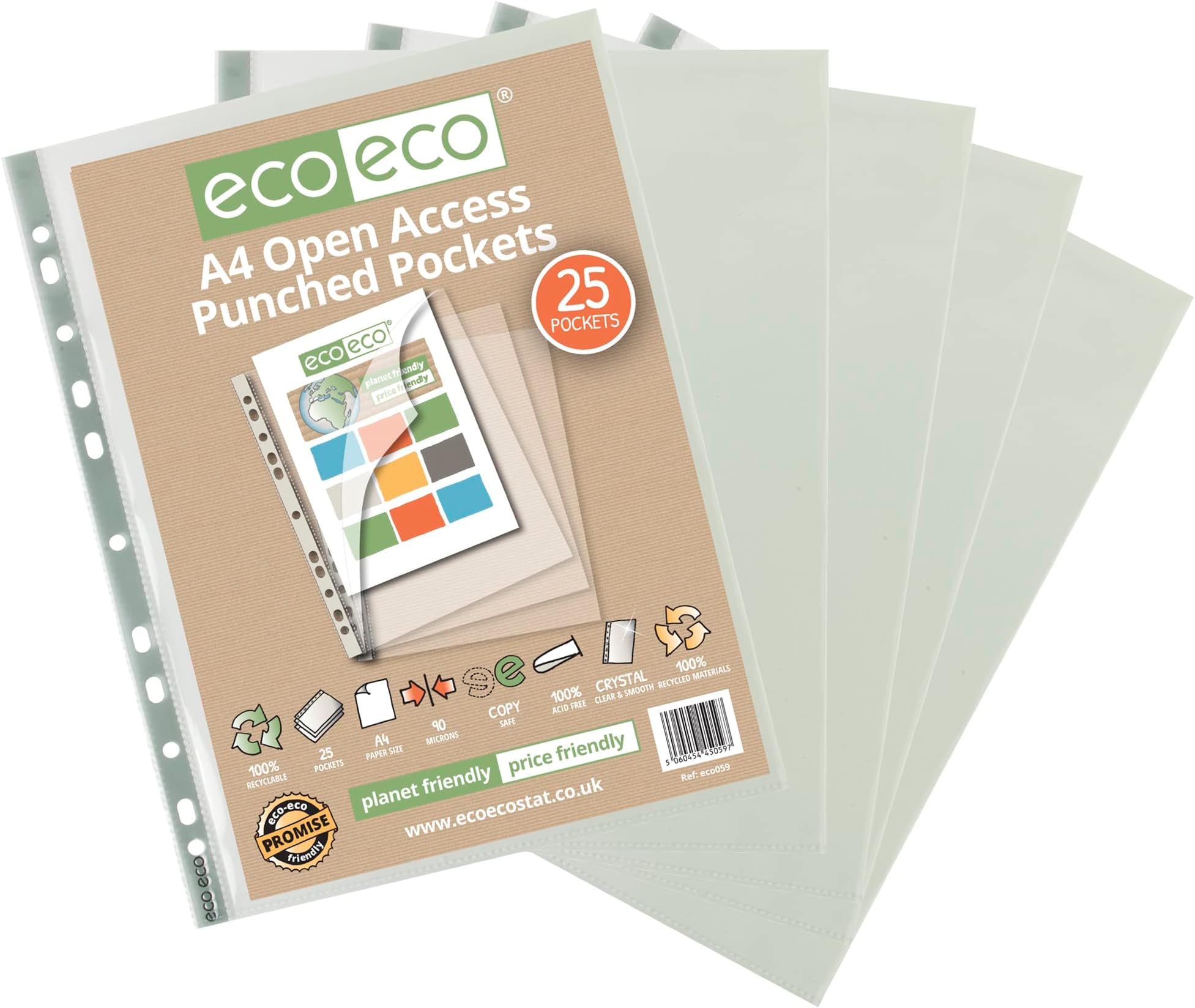 50 x A4 Glass Clear Plastic Wallets Punched Poly Pocket Paper Document ...