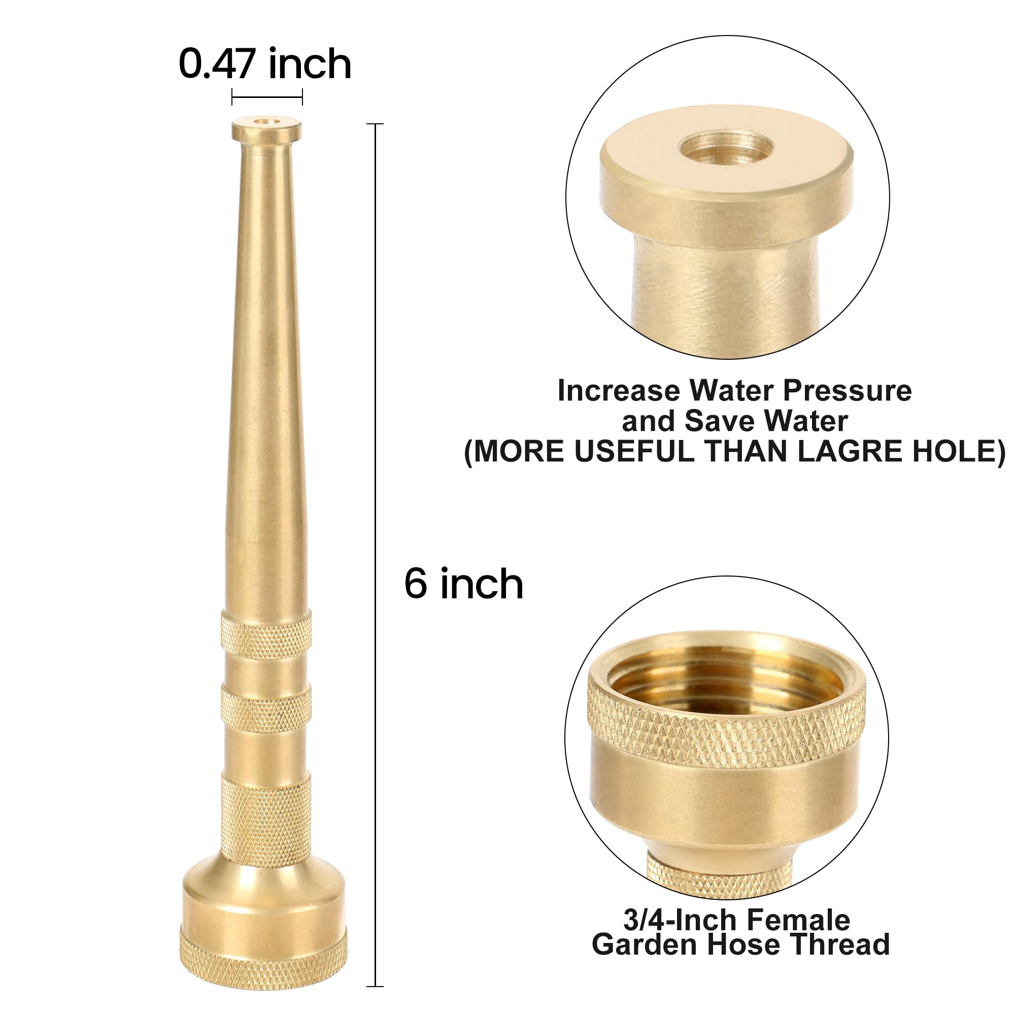 Snapklik.com : STYDDI 6" Brass Garden Water Hose Nozzle, Jet Stream ...