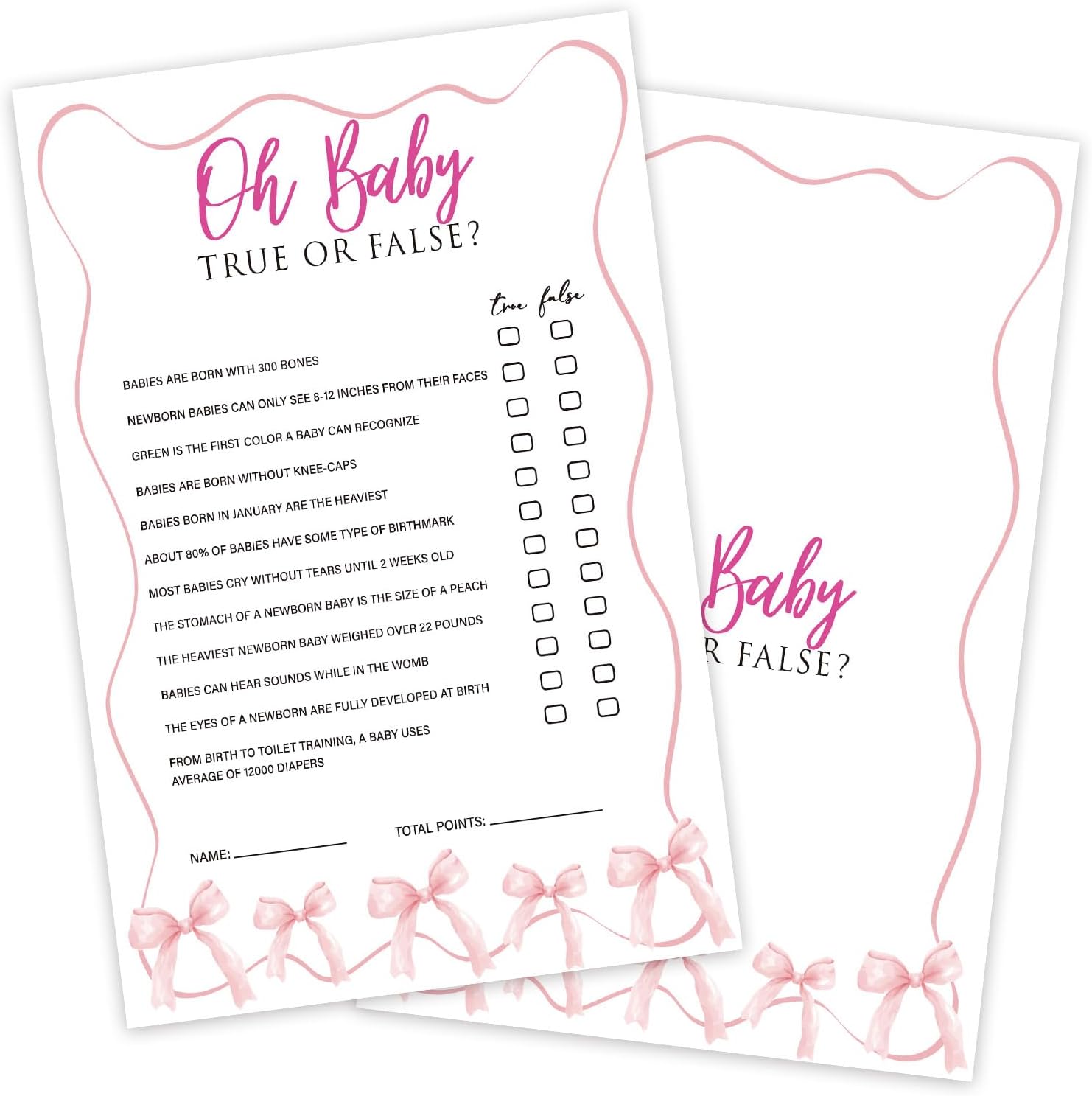 Amazon.com: ZARYFANCHY Oh Baby True or False Baby Shower Games for Boy ...