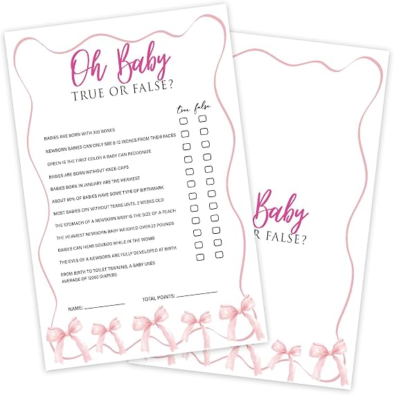 Amazon.com: ZARYFANCHY Oh Baby True or False Baby Shower Games for Boy ...
