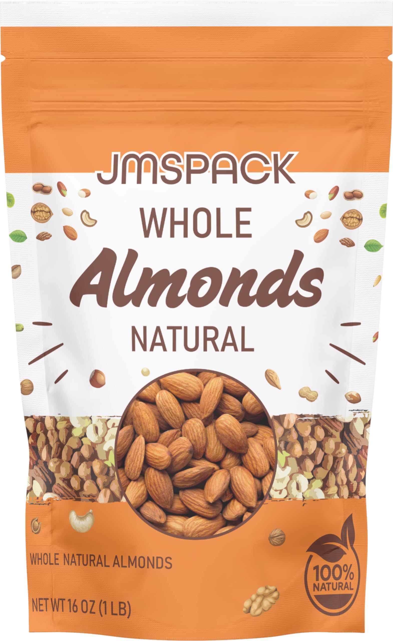 Amazon.com : JMSPACK - Natural Whole Almonds, 16 ounce (1 lb) : Grocery ...