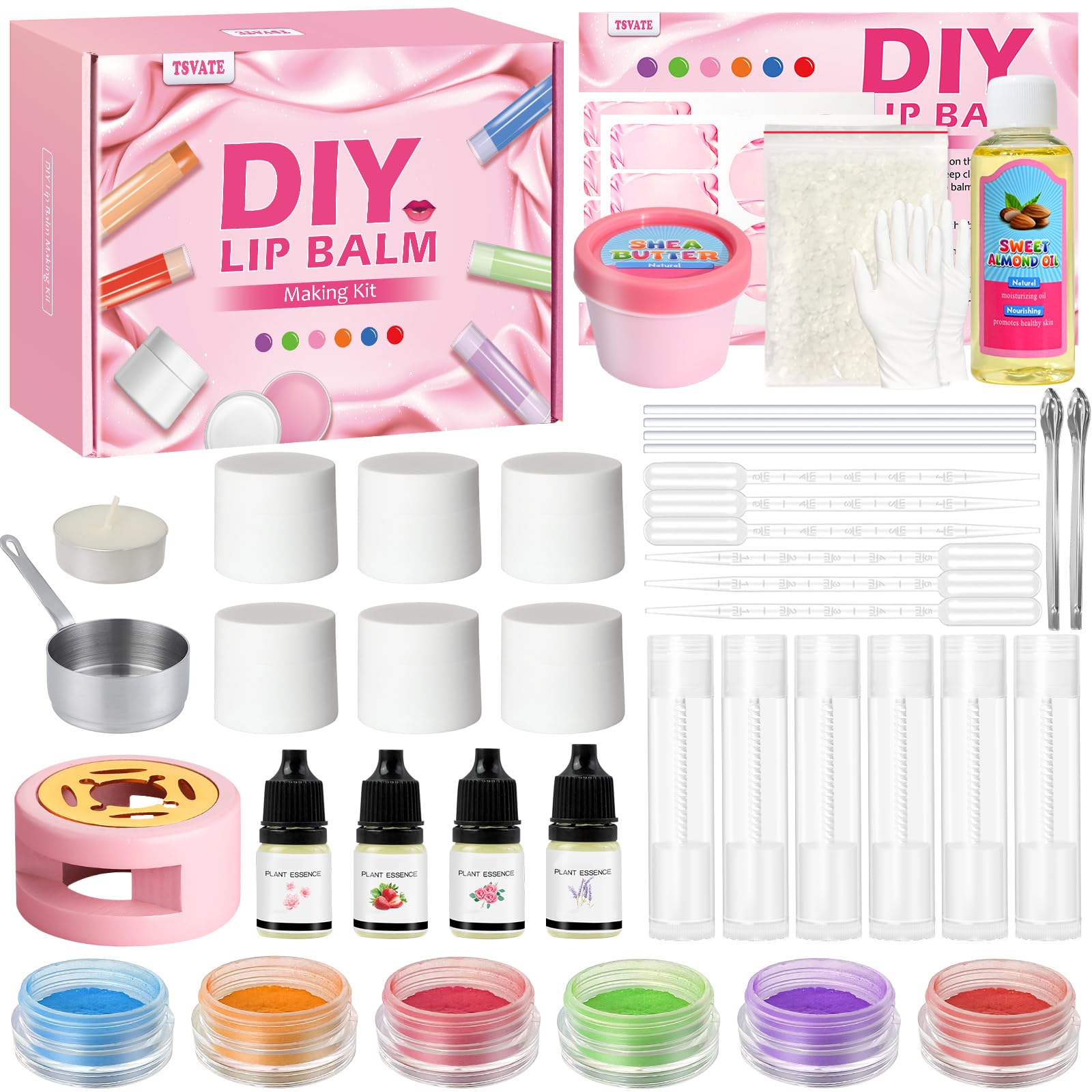 TSVATE DIY Lip Balm Kit, 47Pcs Lip Balm Making Kit for Kids, Make Your ...