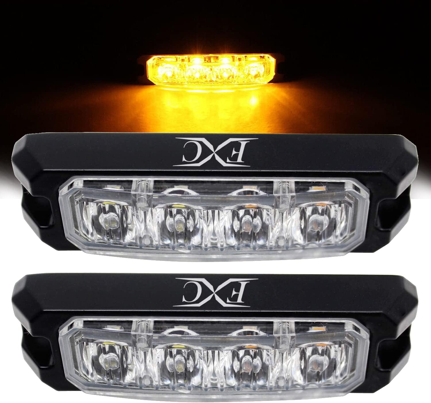Amazon.com: FXC 4-LED Strobe Lights for Trucks Amber Waterproof ...