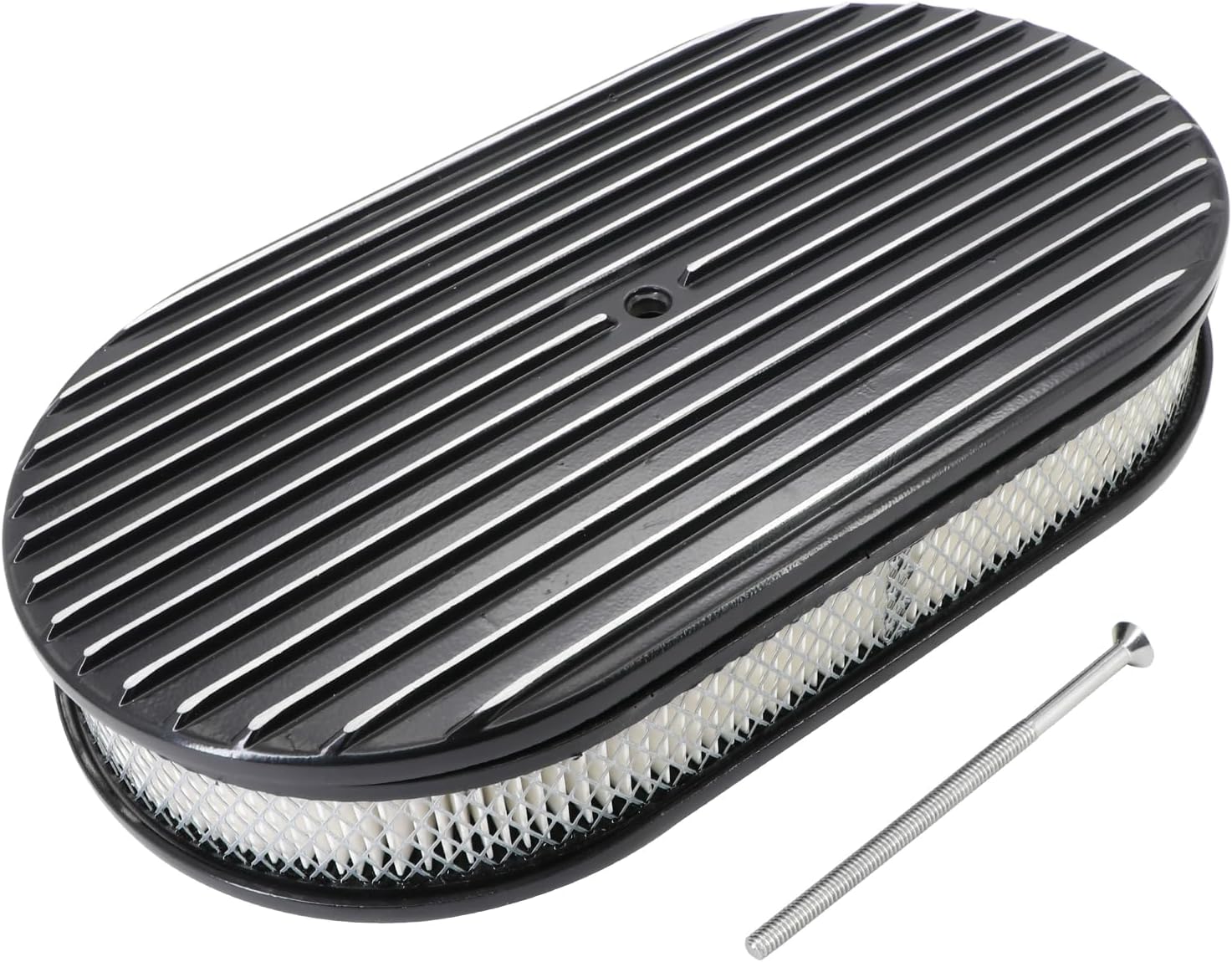 Amazon.com: Dokili 15" Oval Full Finned Polished Aluminum Black Retro ...